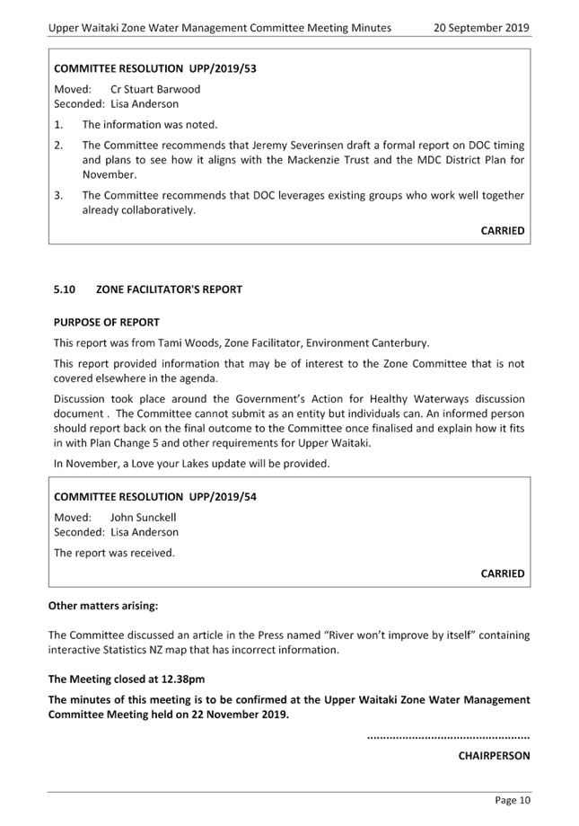 Agenda of Upper Waitaki Zone Water Management Committee Meeting - 21 ...
