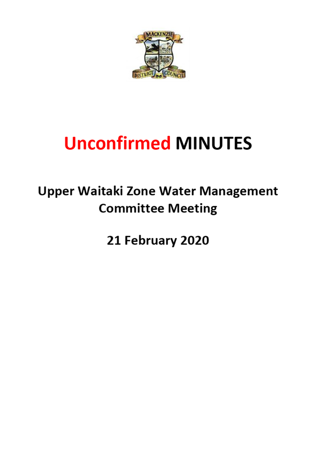 Agenda of Upper Waitaki Zone Water Management Committee Meeting - 19 ...
